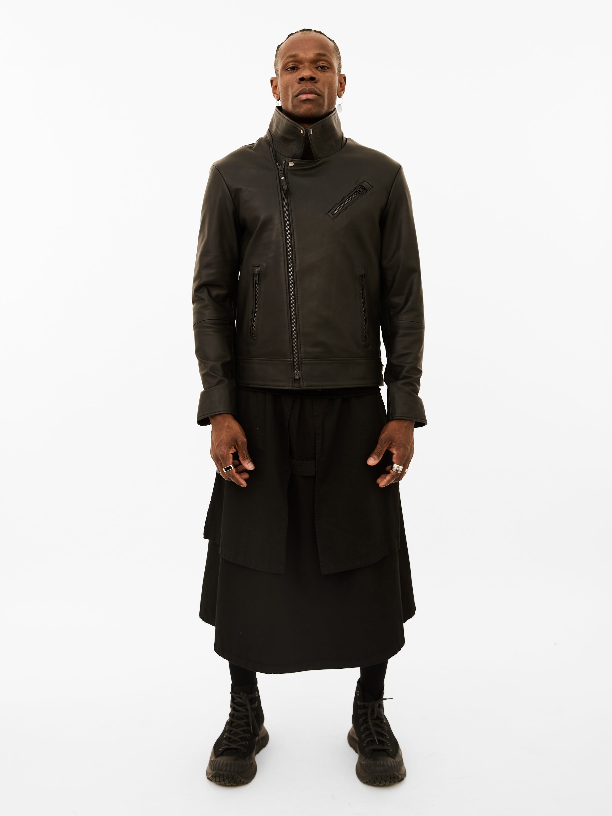 Matte Black Men’s Classic Leather Biker Jacket